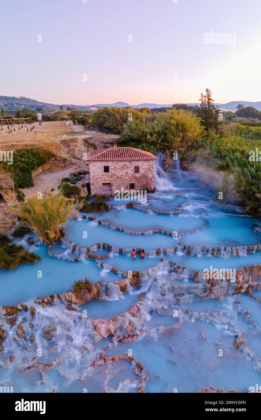 Toscane Italy, natural spa with waterfalls and hot springs at Saturnia ...