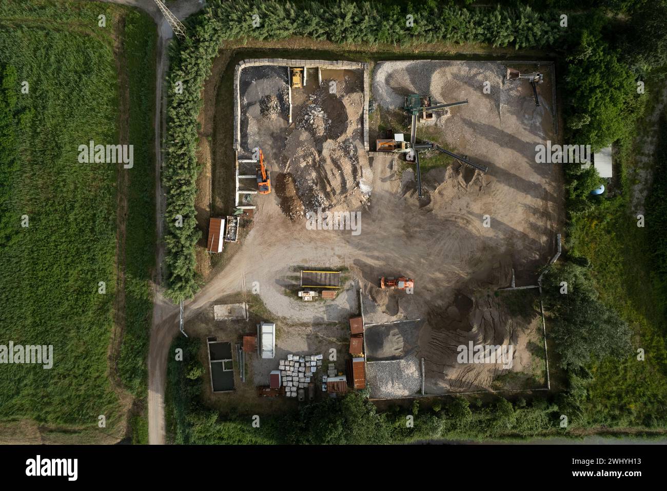 Aerial view of factory for preparing building materials Stock Photo - Alamy