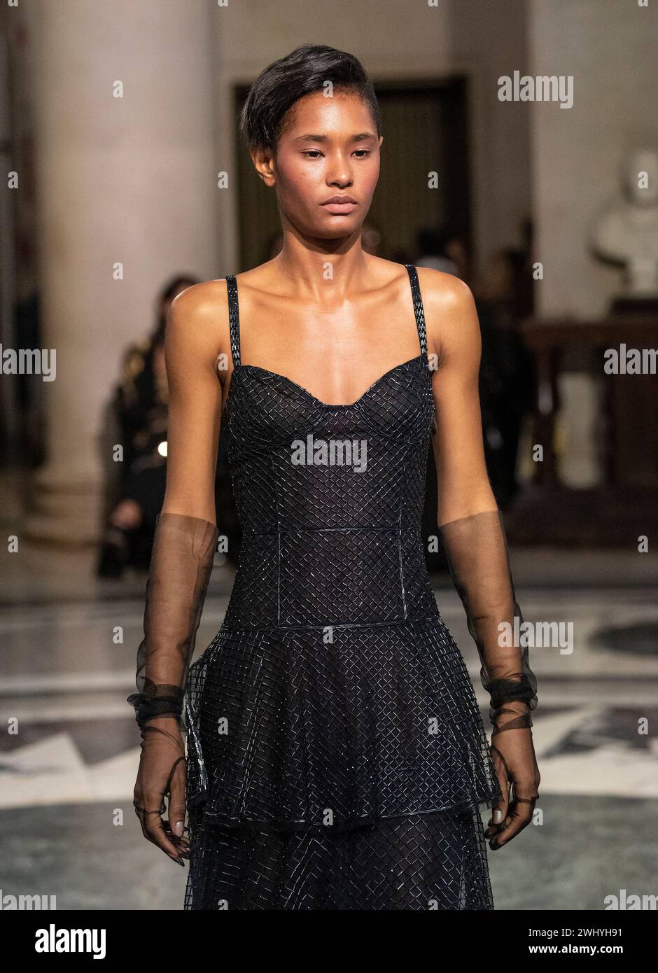 New York, USA. 10th Feb, 2024. Model walks runway for Cucculelli ...