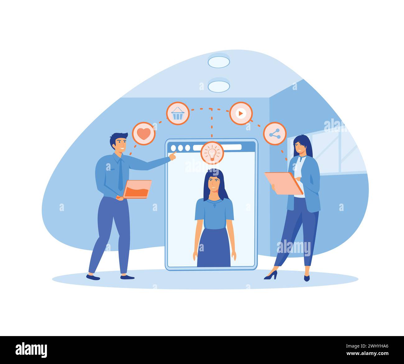 Consumer behaviour concept. Customer shopping in online store and using ...