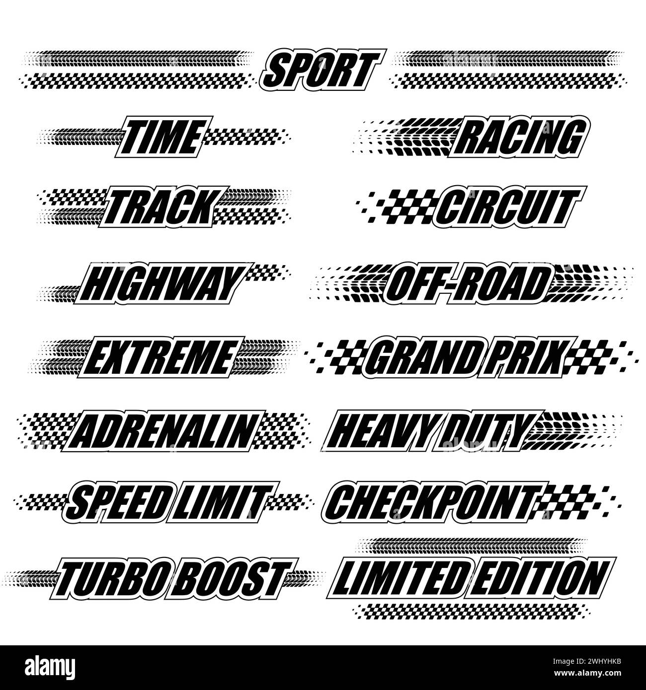 Sport race track checkered tire words Stock Vector Image & Art - Alamy
