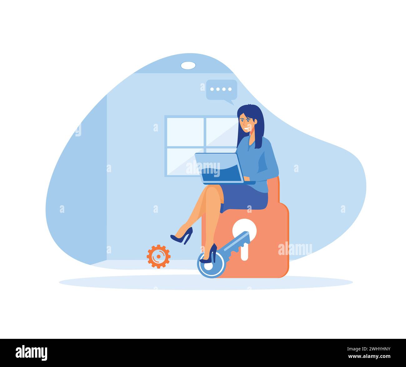 Data Security Protected Access Control Privacy Data Protection Flat Vector Modern