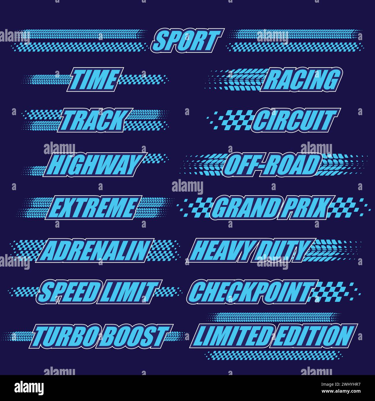 Sport race track checkered blue words Stock Vector Image & Art - Alamy