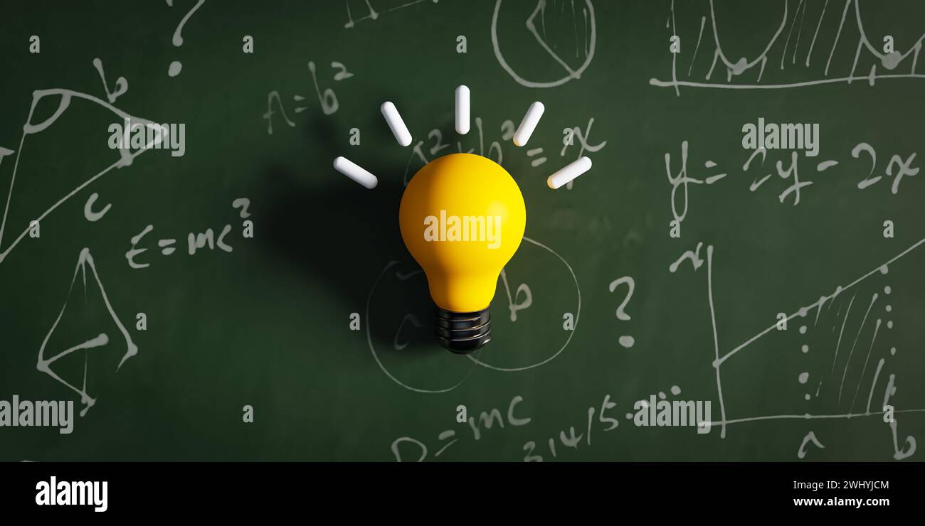 Concept with a yellow idea light bulb against the backdrop of ...