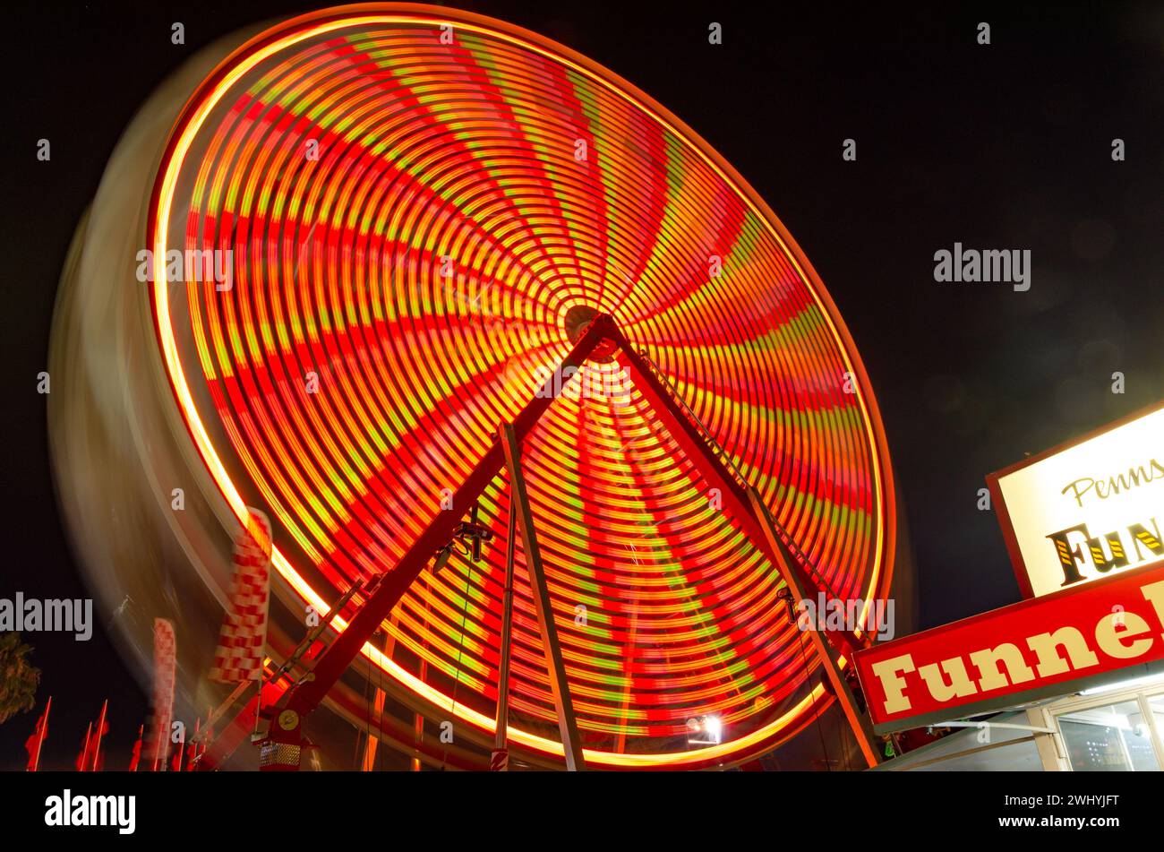 Sonoma County Fair, Colorful rides, Nighttime carnival, Ferris wheel, Long exposure, Vibrant ...