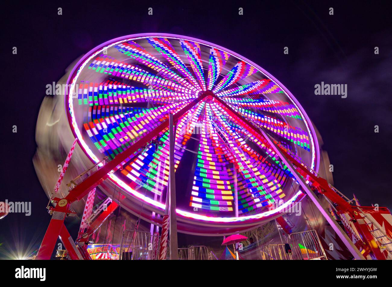 Sonoma County Fair, Colorful rides, Nighttime carnival, Ferris wheel, Long exposure, Vibrant ...