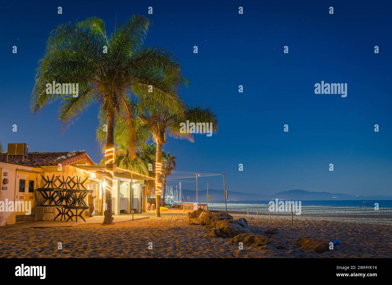 Santa Barbara, Coastline, Night, Ocean views, City lights, Coastal ...