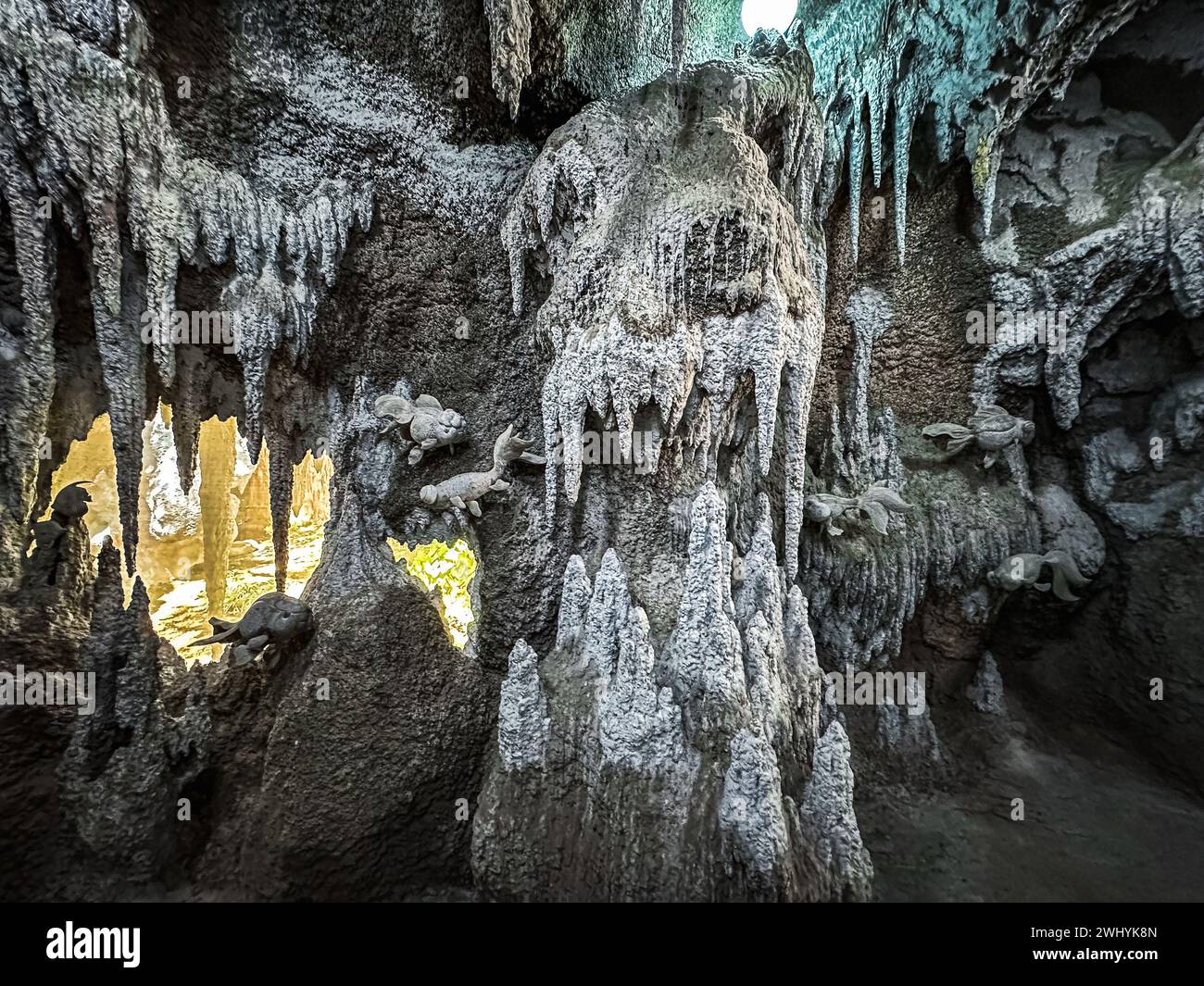 Cave of art at white temple, Chiang Rai, Thailand Stock Photo - Alamy