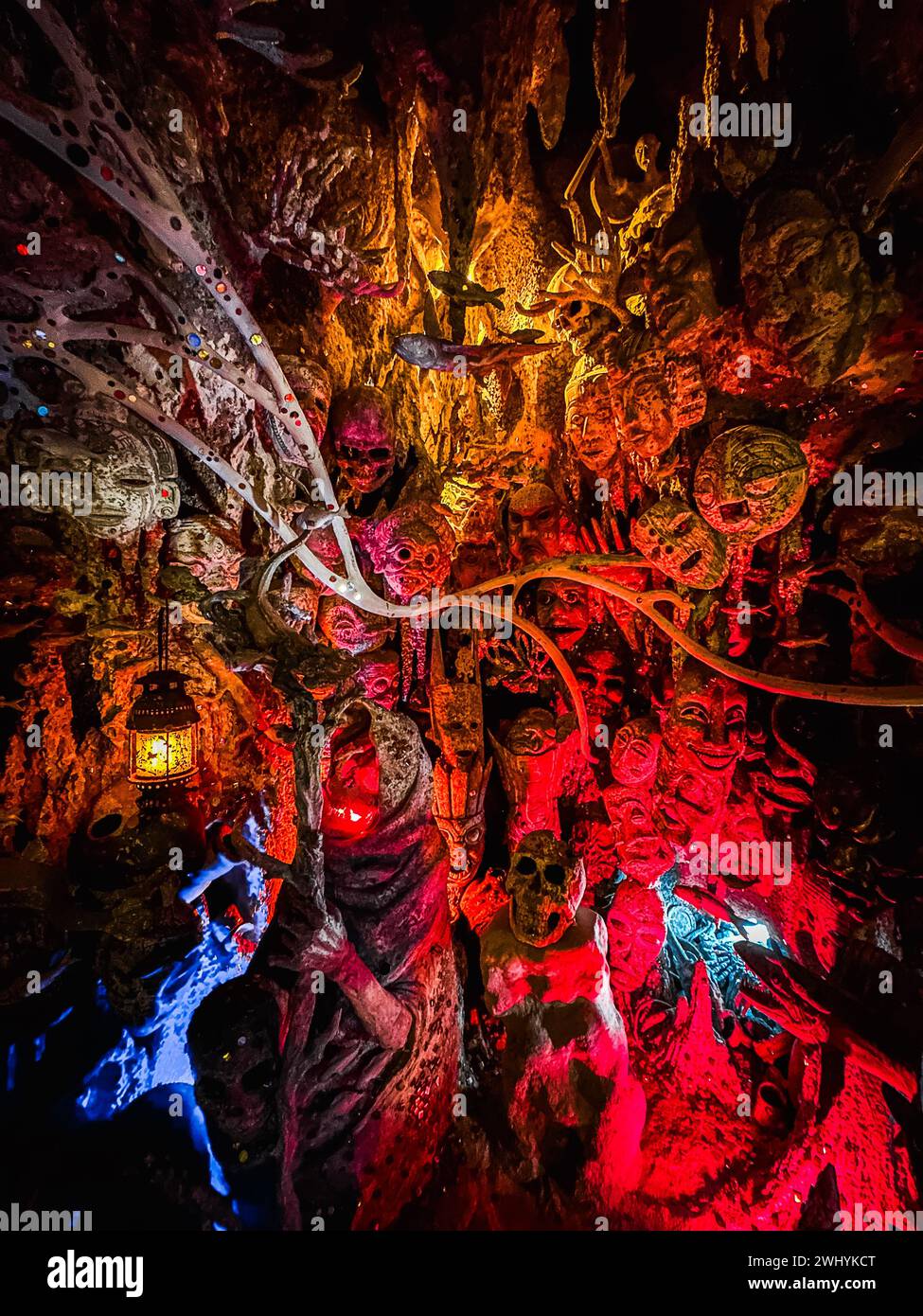 Cave of art at white temple, Chiang Rai, Thailand Stock Photo - Alamy