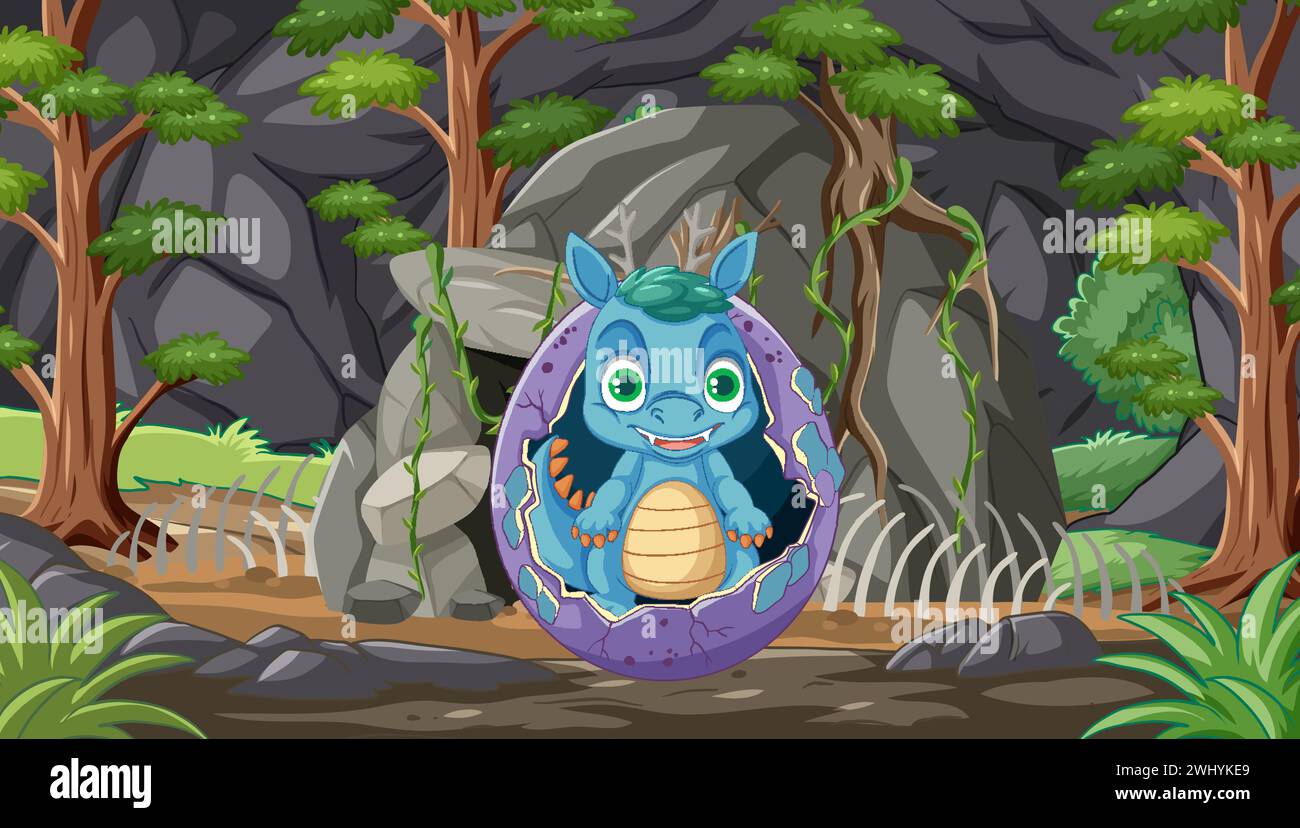 Adorable fantasy creature emerging from egg Stock Vector Image & Art ...