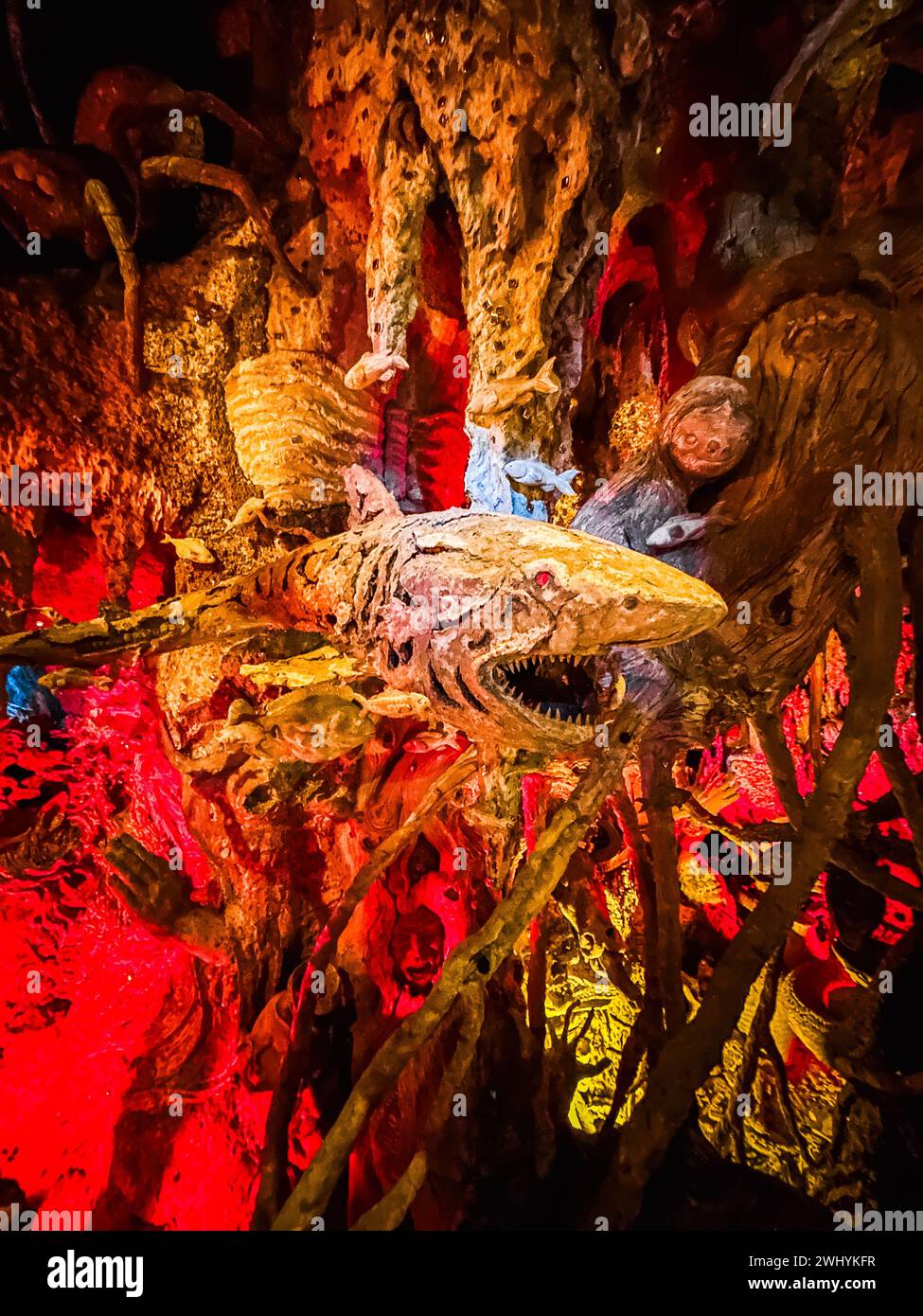Cave of art at white temple, Chiang Rai, Thailand Stock Photo - Alamy