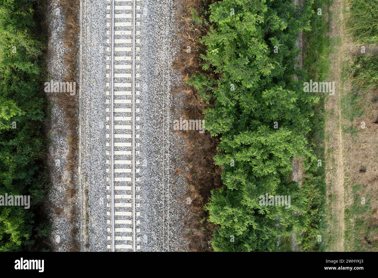 Aerial view of train track layout Stock Photo - Alamy