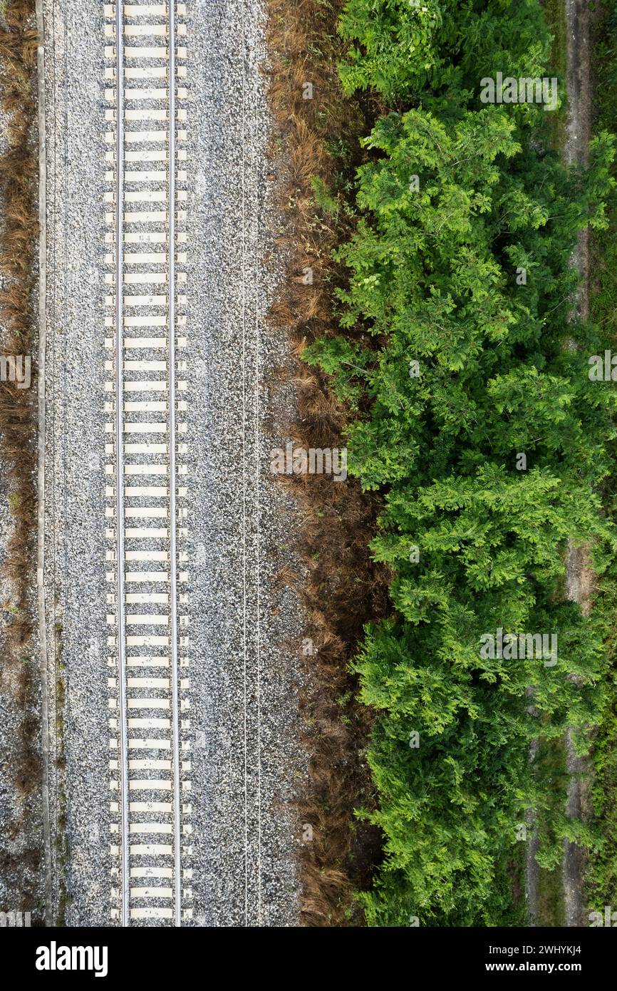 Aerial view of train track layout Stock Photo - Alamy