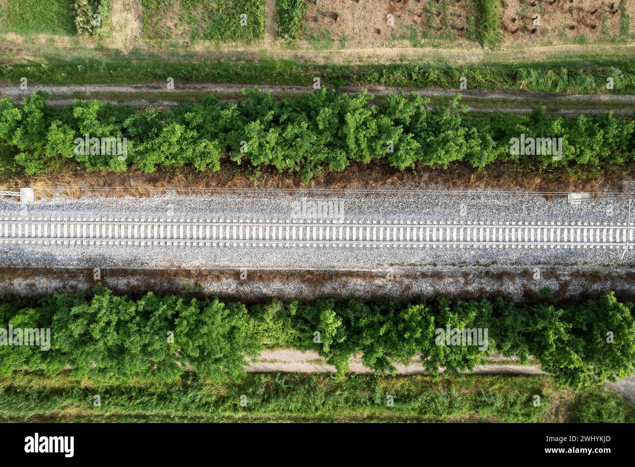 Aerial view of train track layout Stock Photo - Alamy