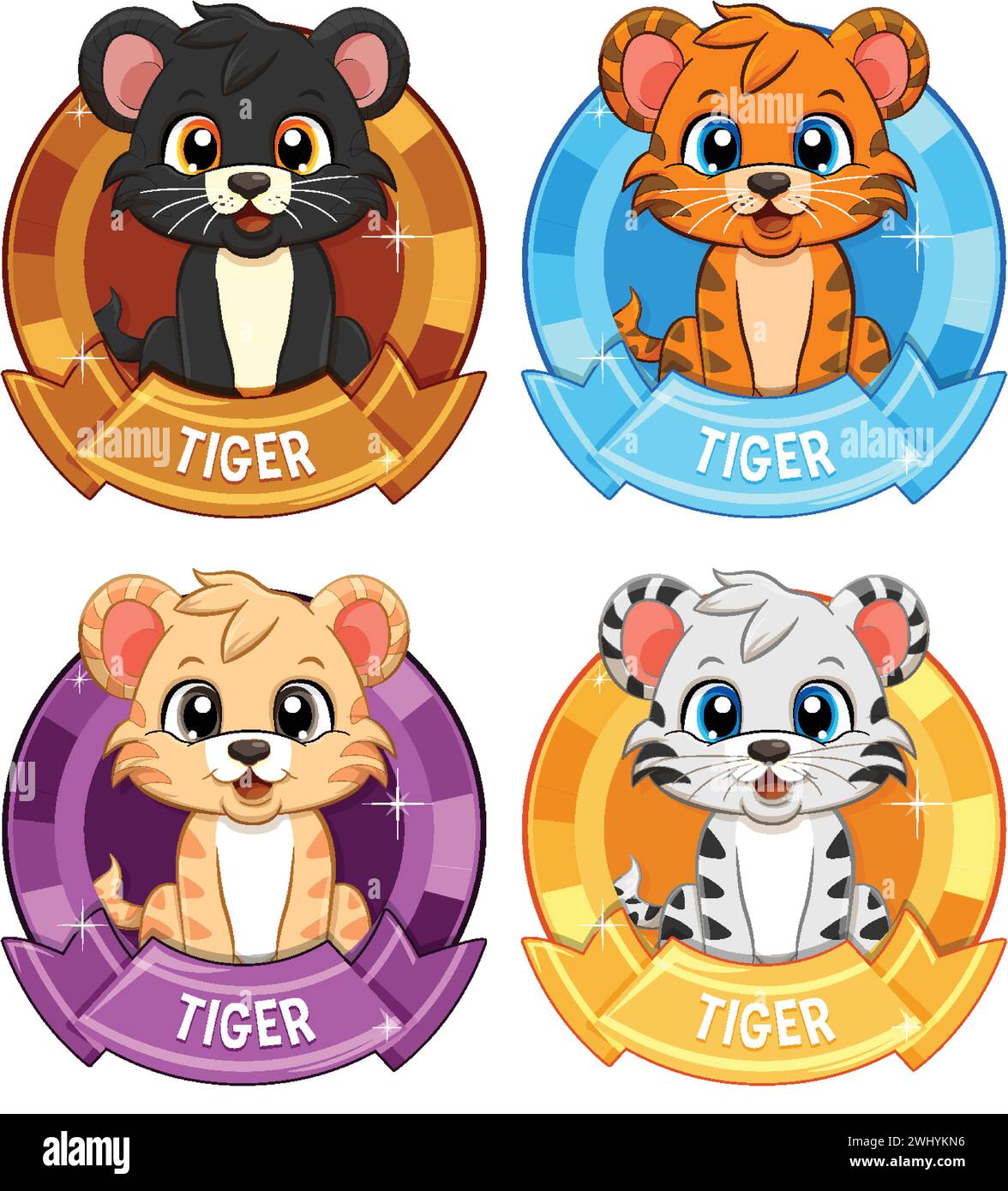Collection of cartoon characters as badges hi-res stock photography and ...