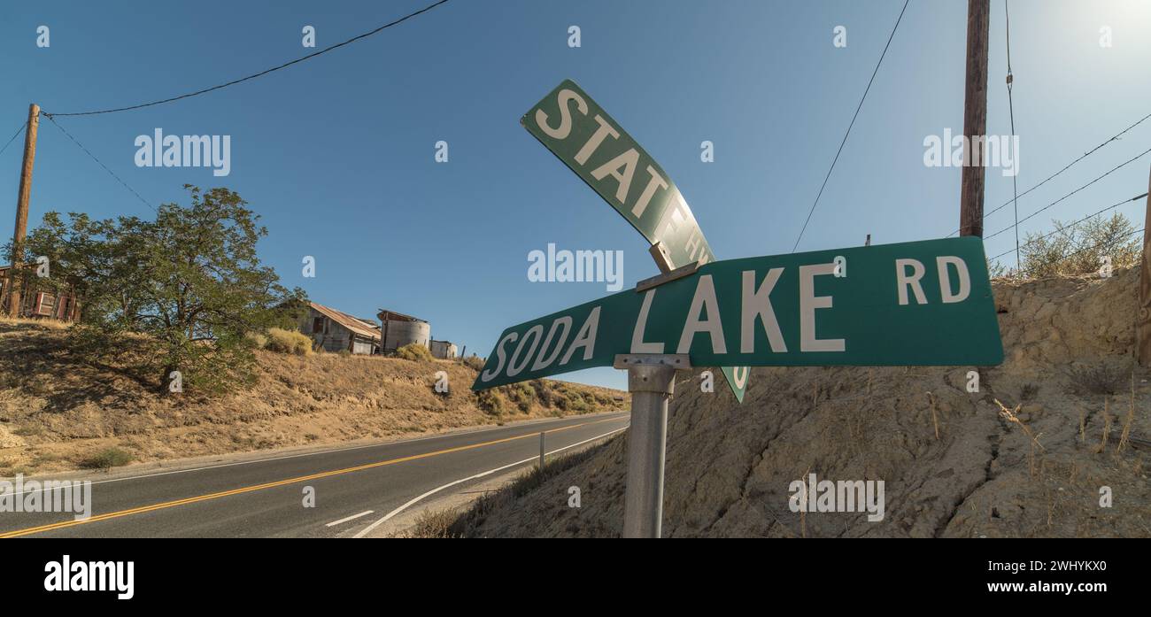 Panoramic, Views, Soda Lake, Central California, Desert landscape, Dry ...