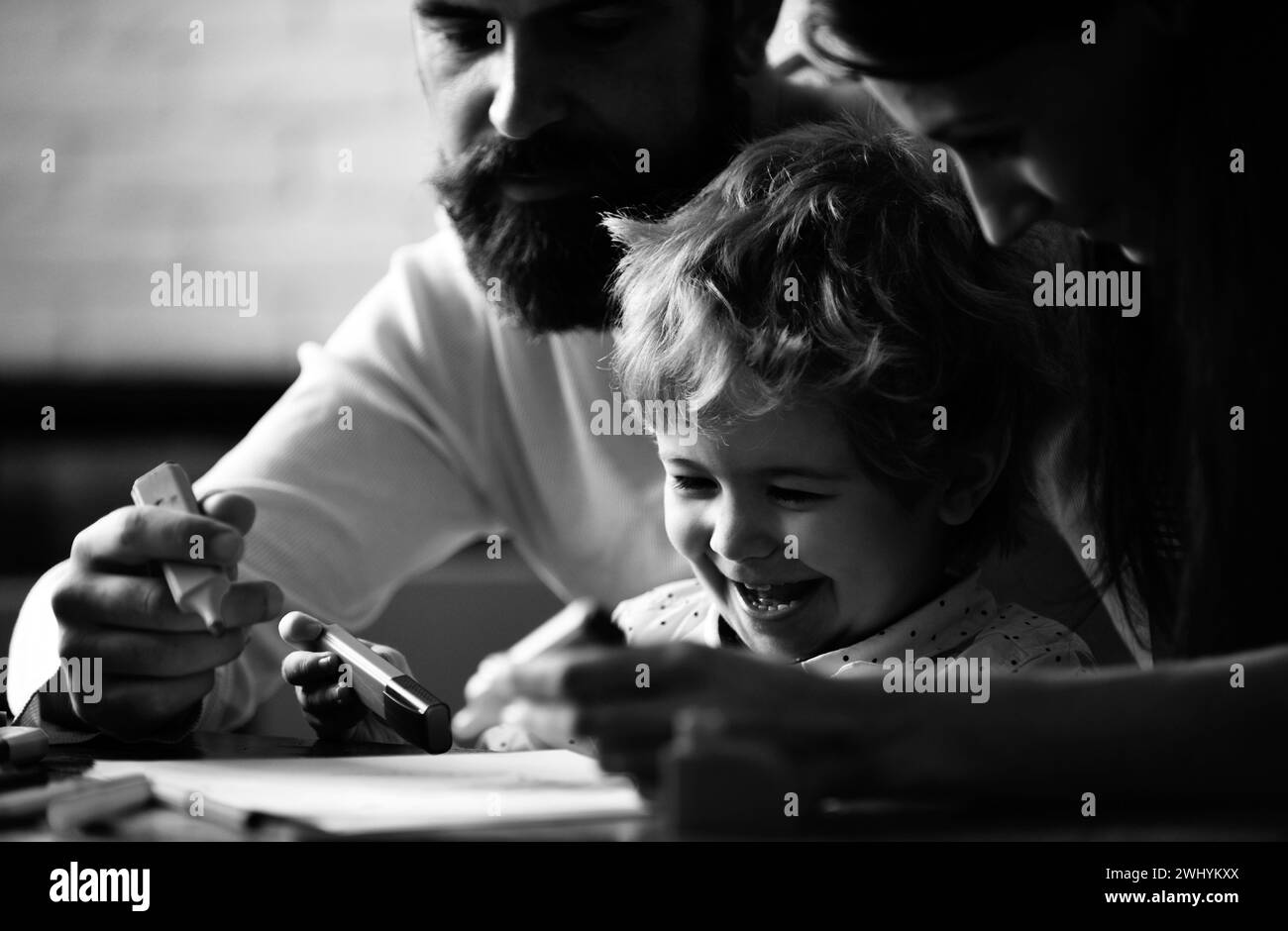 Happy family mother, father and child. Happy family with children ...