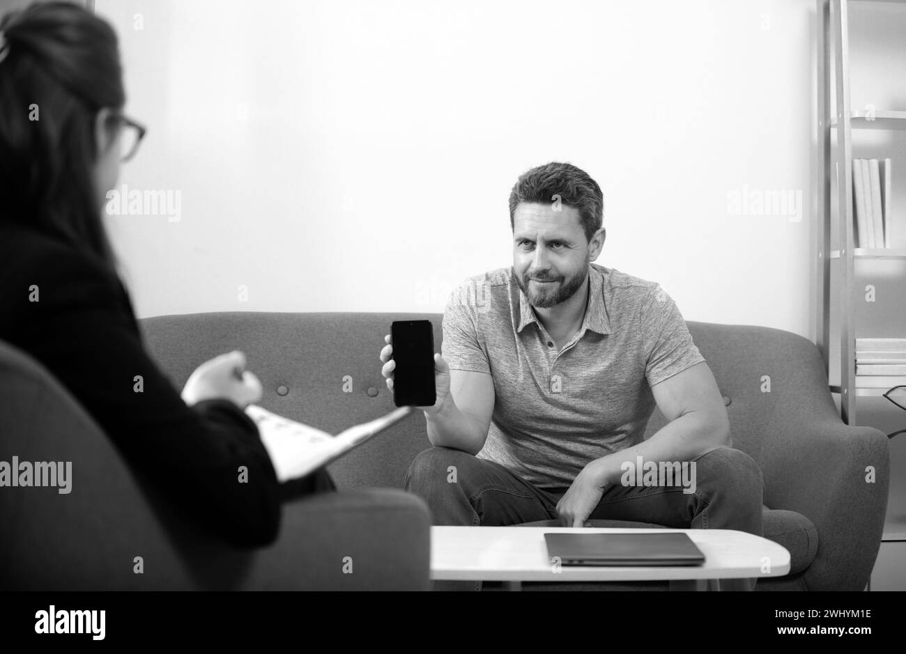 Telephone counselling Black and White Stock Photos & Images - Alamy