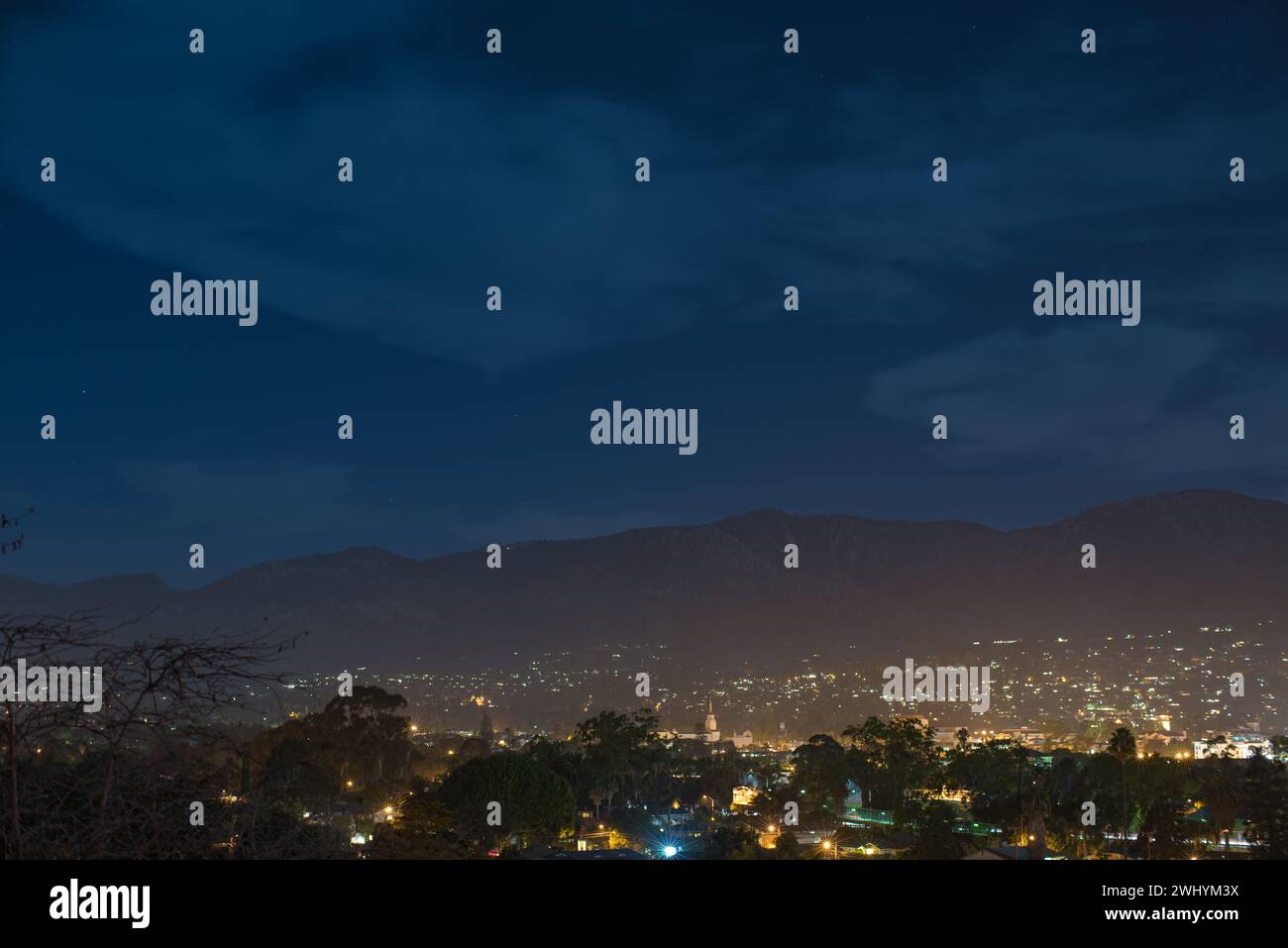 Santa Barbara Westside, Night panorama, Blue hour, Dusk, City lights ...