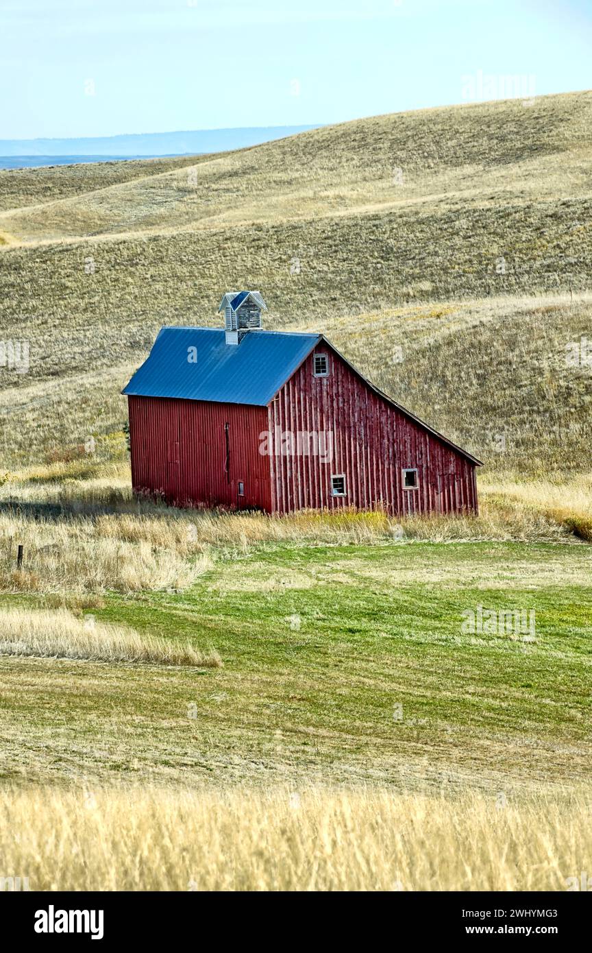 Old red barn standing in a field Stock Photo - Alamy