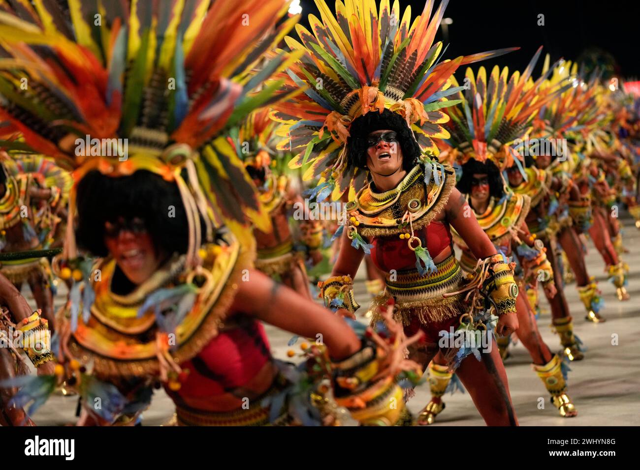 Performers from the Salgueiro samba school parade during Carnival ...