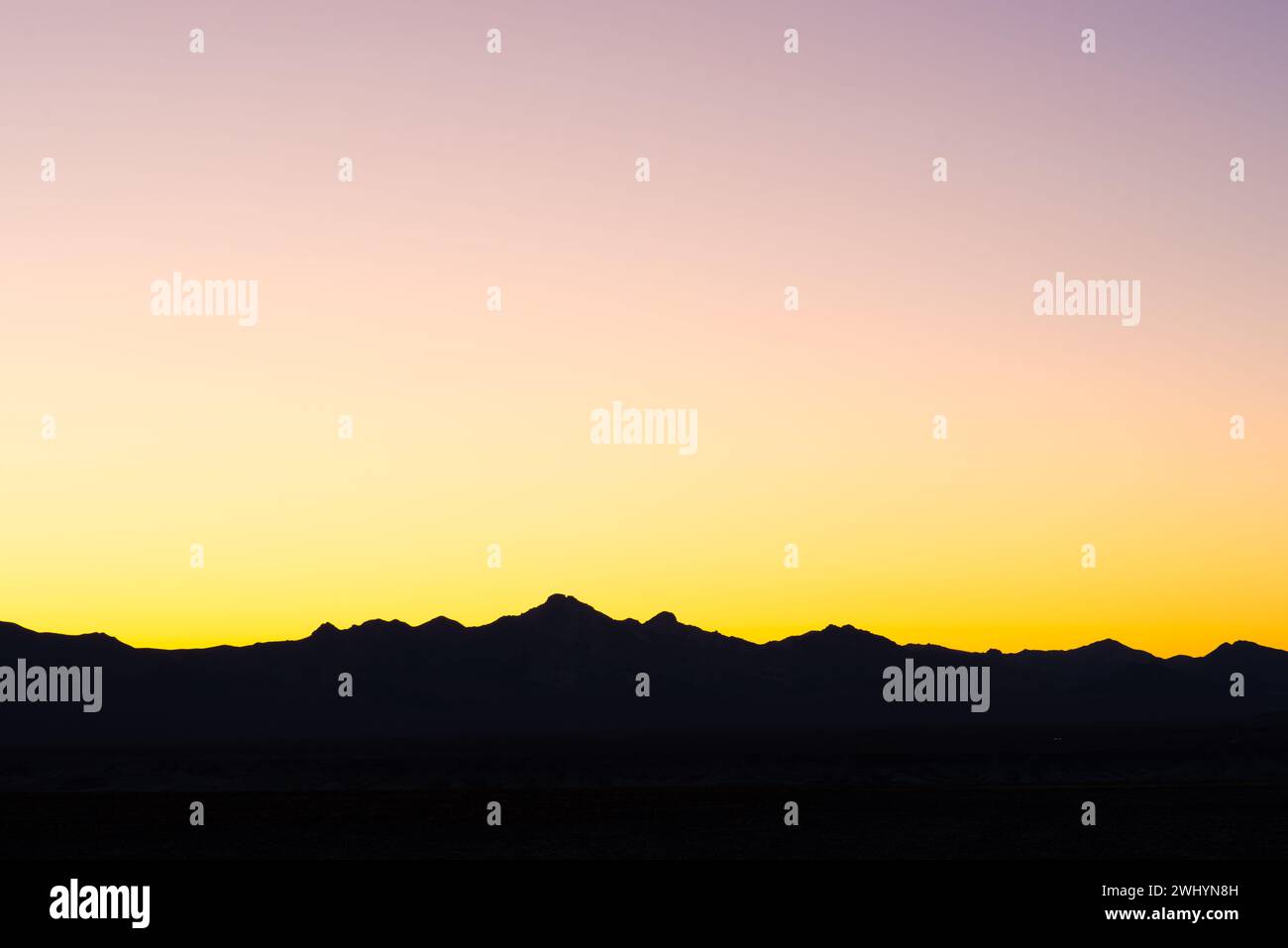Desert, Sunset, Gradient, Hues, Silhouetted Mountains, Tecopa ...