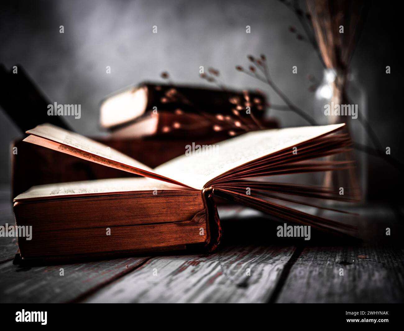 Reading old books Stock Photo - Alamy