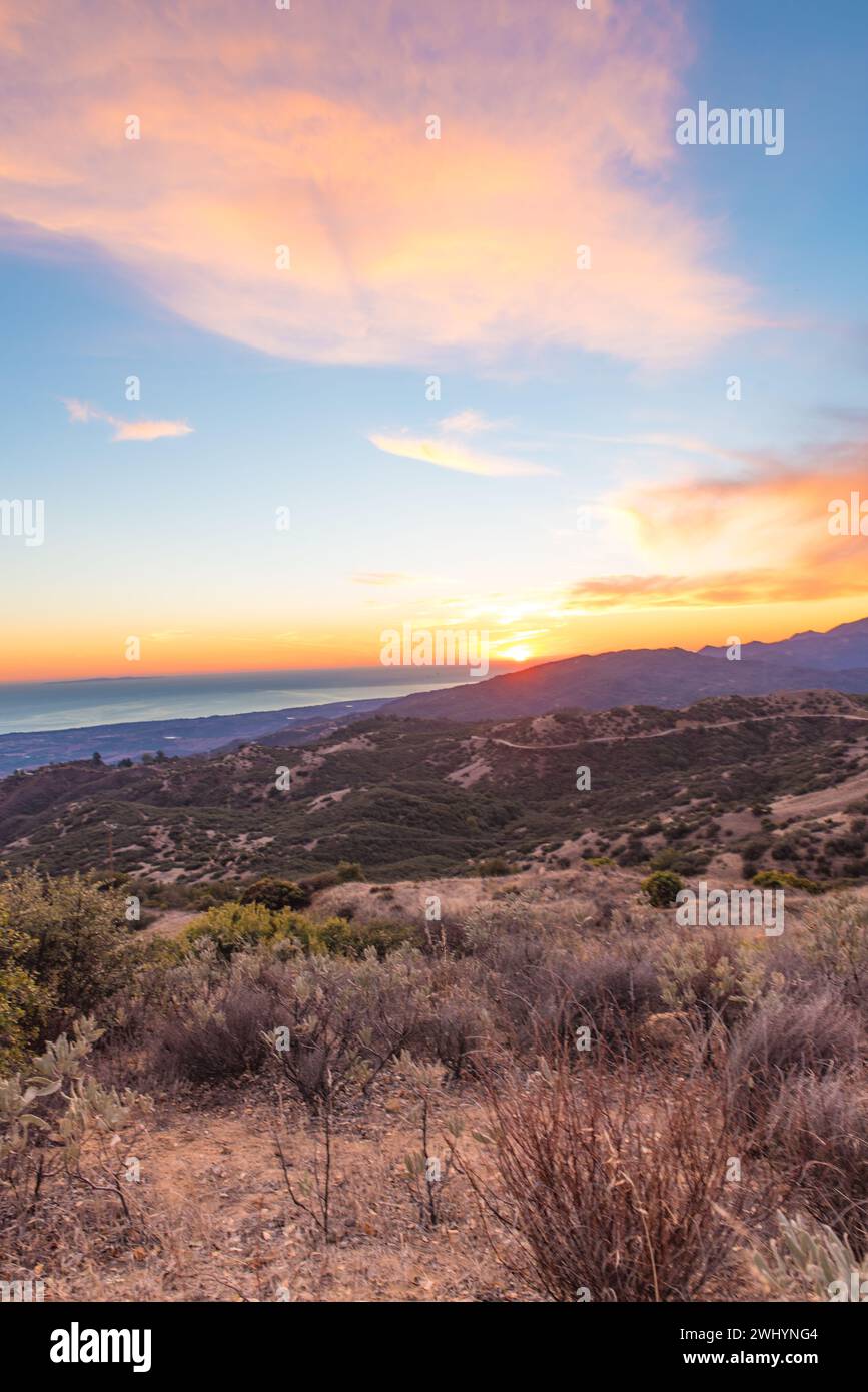 Santa Barbara, Mountains, Sunset, Evening glow, Mountainous landscapes ...