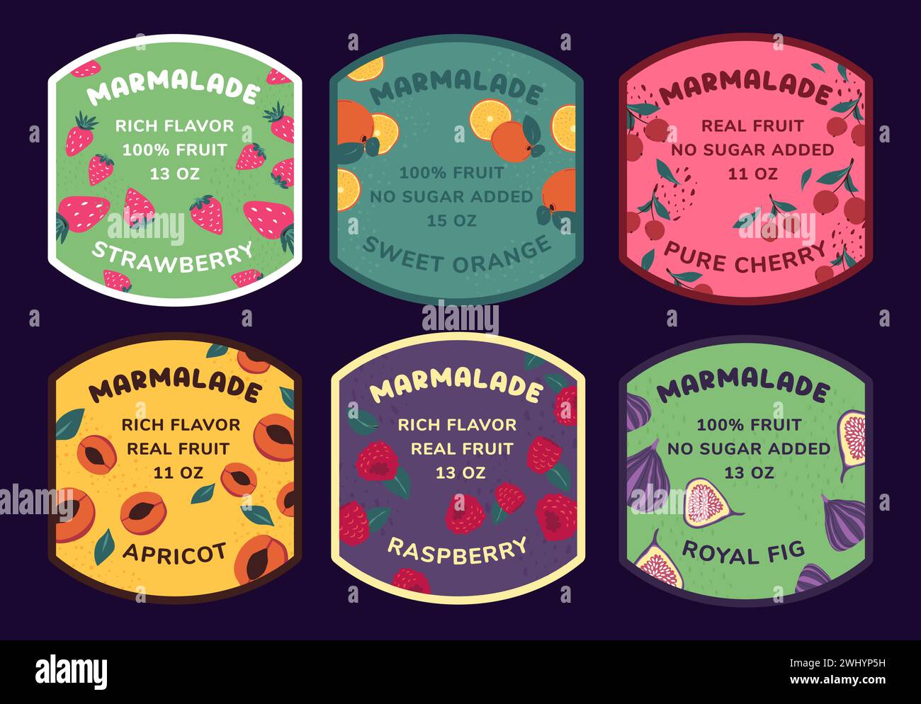 Colorful sticker set for marmalade package design Stock Vector Image ...