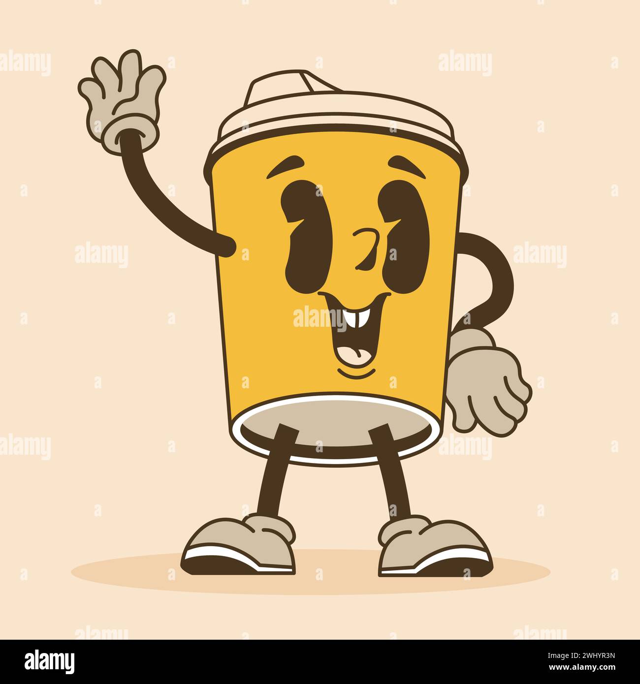Cardboard cup with lid cartoon character emoticon Stock Vector Image ...