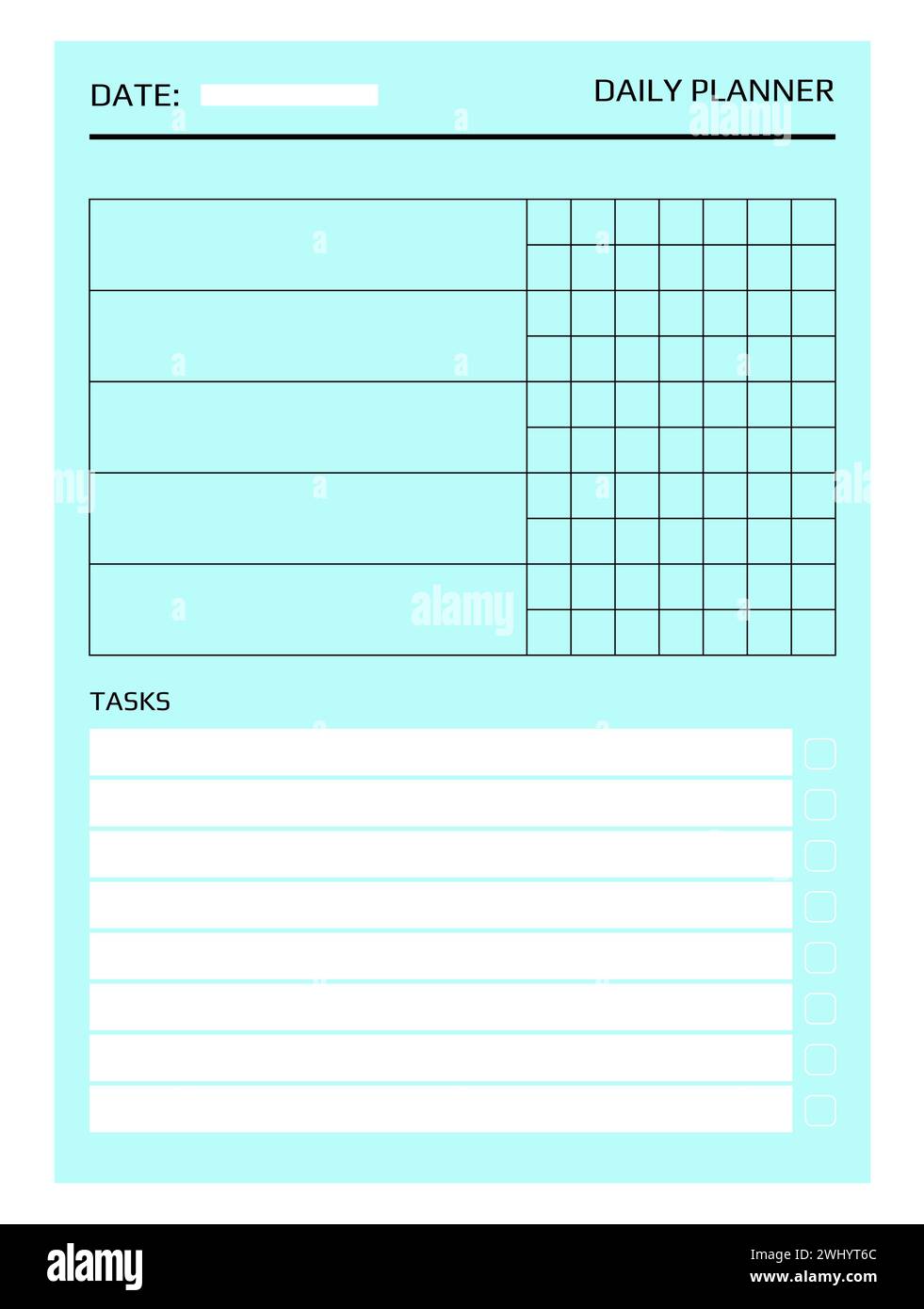 Planner page. Daily plan. Blank paper sheet. Office schedule. Tasks ...