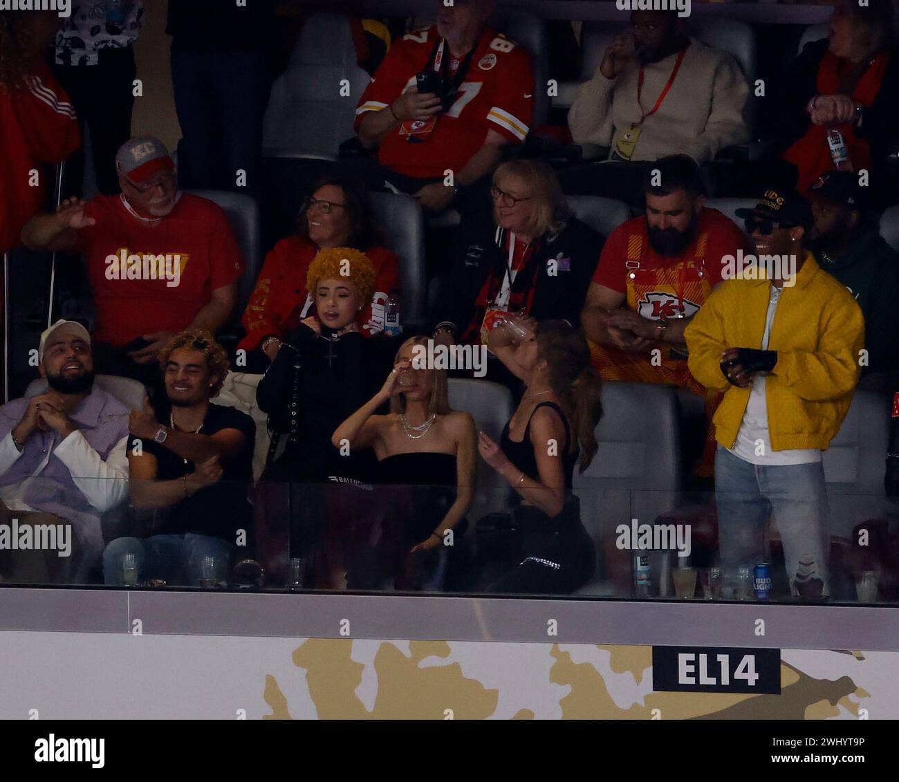 Taylor Swift and Ice Spice during NFL Super Bowl 58 LVIII football game ...