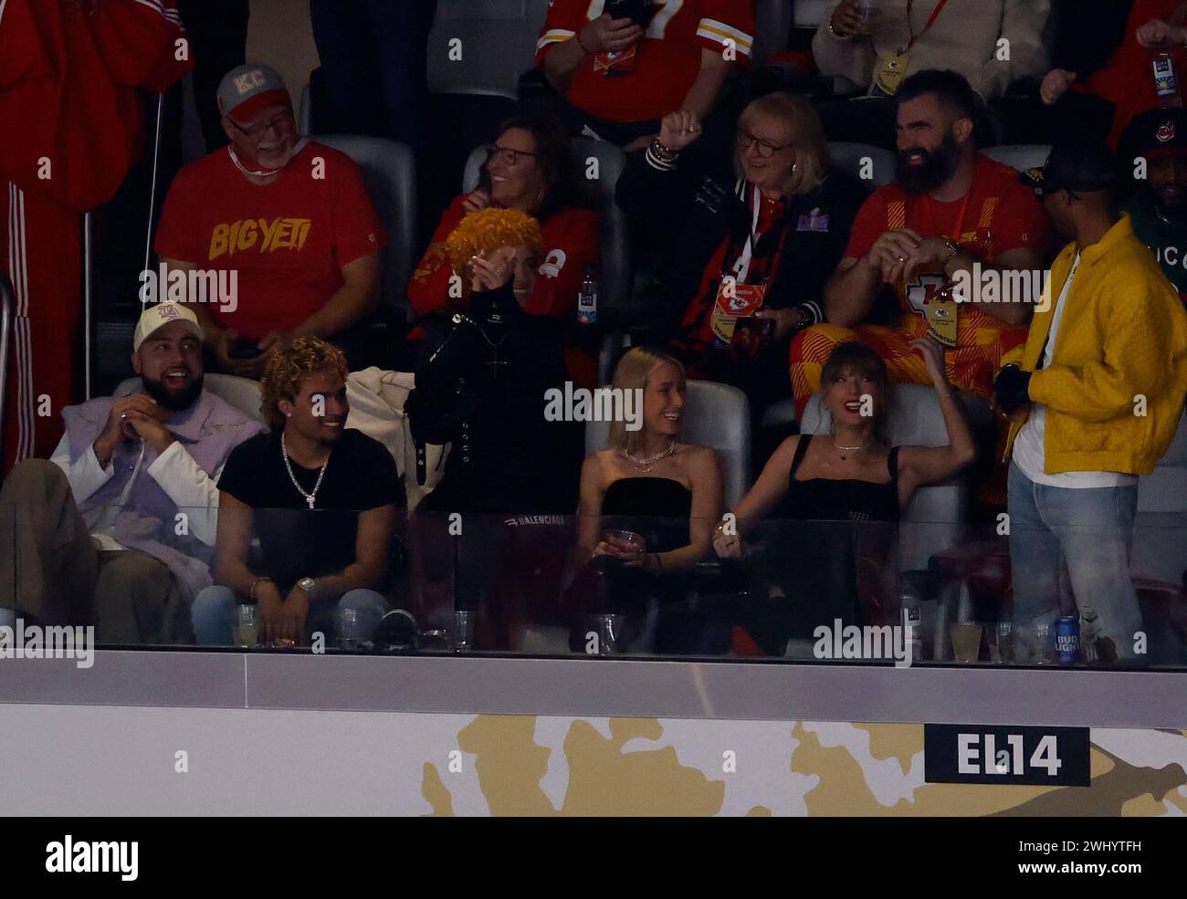 Taylor Swift and Ice Spice during NFL Super Bowl 58 LVIII football game ...