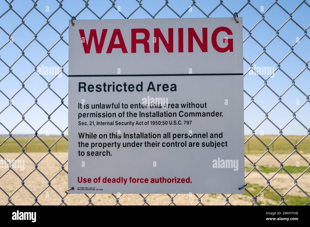 Warning Sign at Minuteman Missile National Historic Site Visitor Center ...