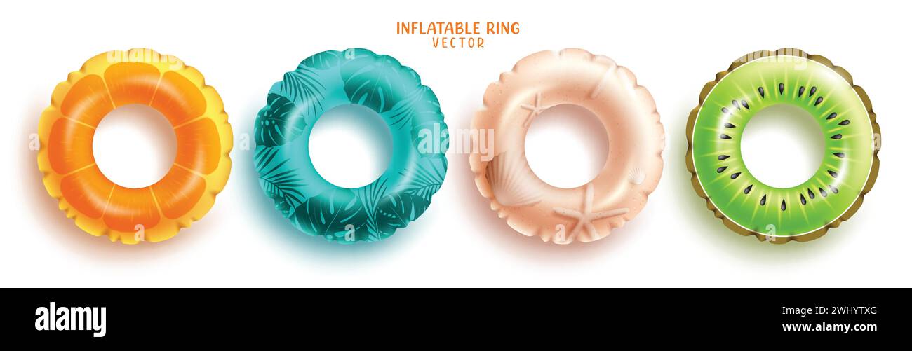 Summer inflatable vector set design, Summer floaters, ring, round ...