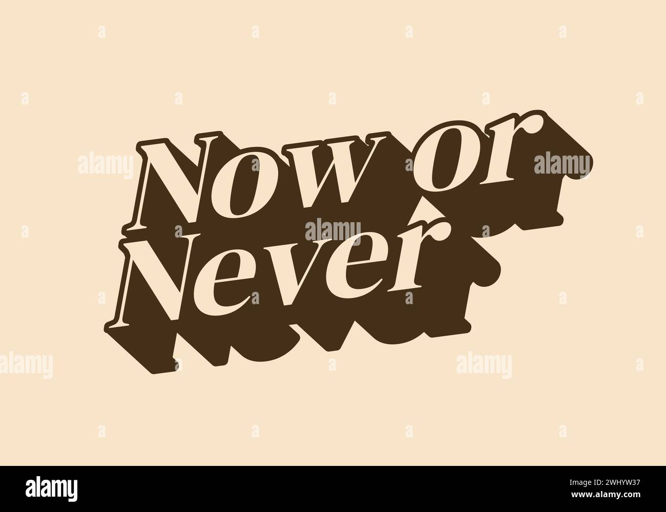Now or never. Retro text effect design in vintage color style Stock ...