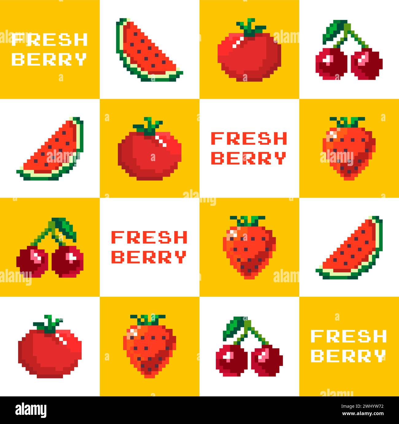 Summer and spring harvest, pixel signs for playing interface motif ...