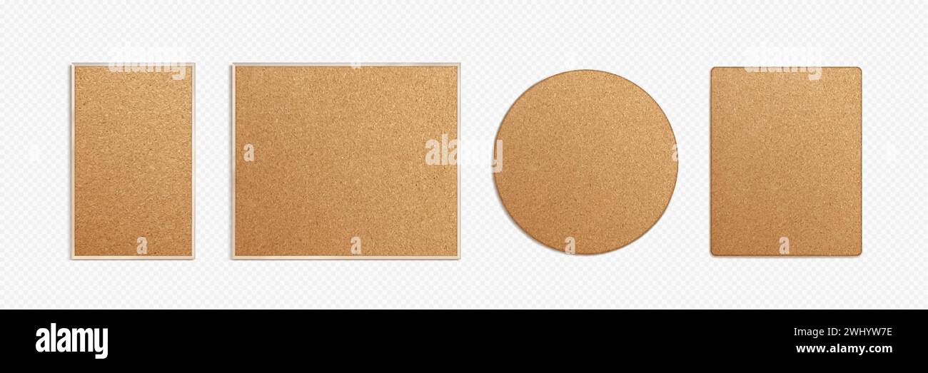 Set of memo pin boards with cork texture isolated on transparent ...