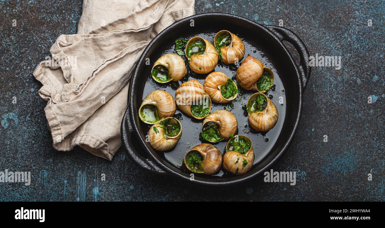Escargots de Bourgogne Cooked Snails with Garlic Butter and Parsley in ...