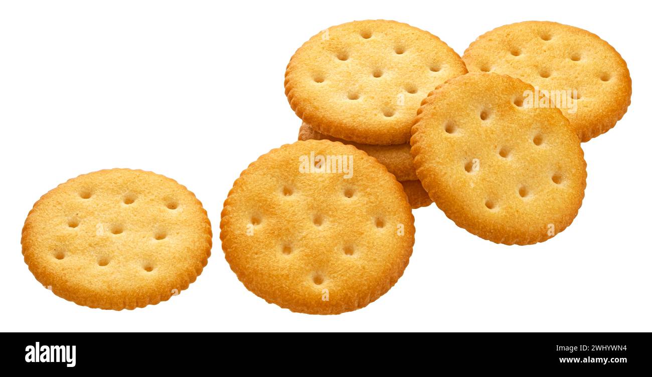 Round cracker isolated on white background , full depth of field Stock ...
