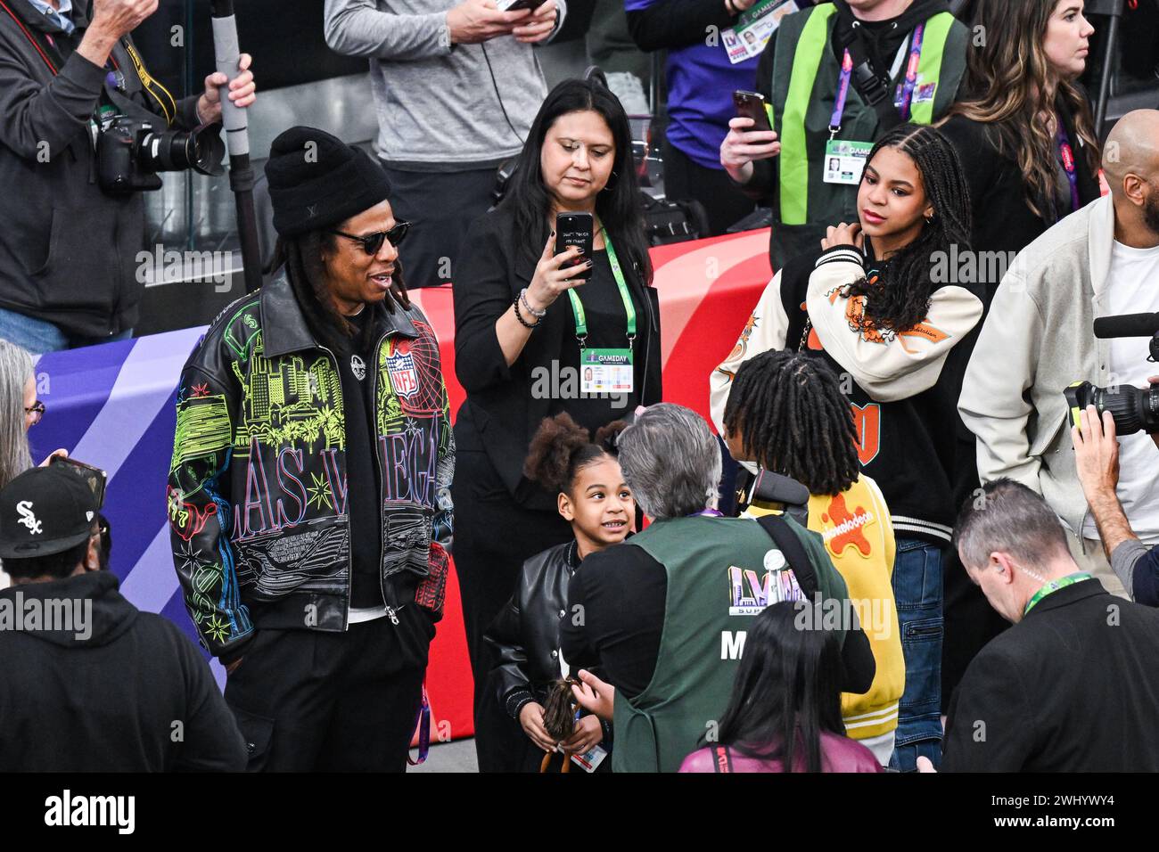 Jay-Z and Blue Ivy Carter (right) ahead of Super Bowl LVIII, Allegiant ...