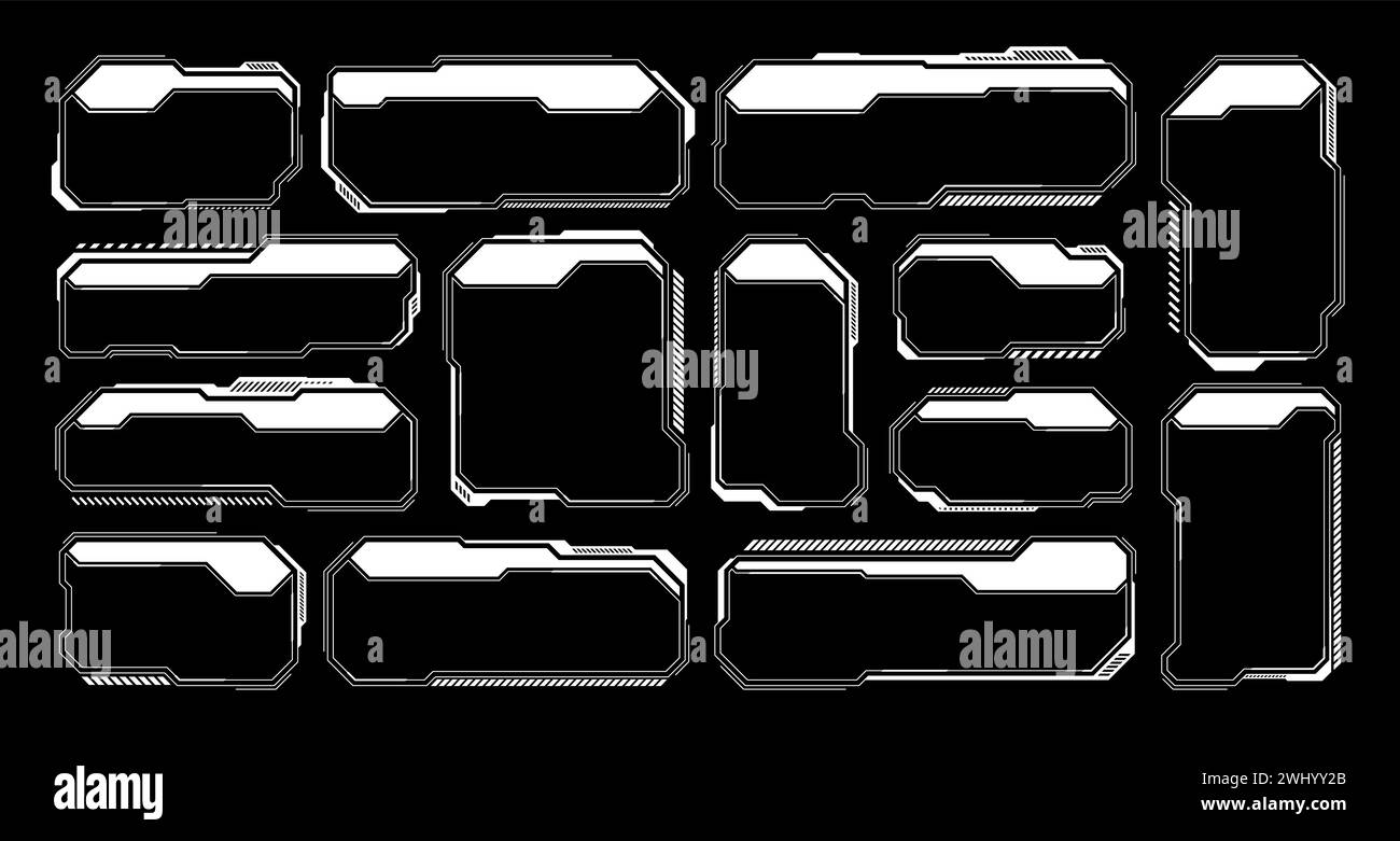 White Futuristic Hud Ui Elements Sci Fi User Interface Text Boxes Callouts Warning Message