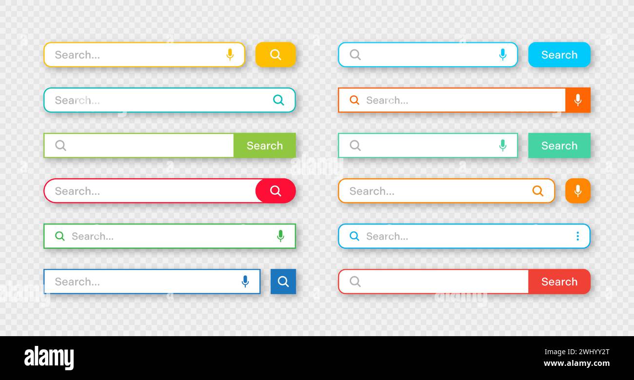 Colorful search bar templates. Internet browser engine with search box ...