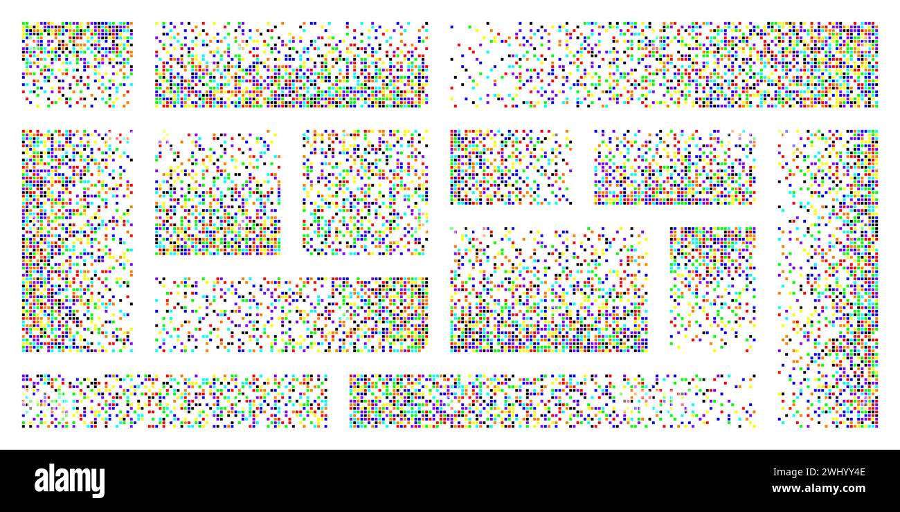 Pixel disintegration, decay effect. Various rectangular elements made ...