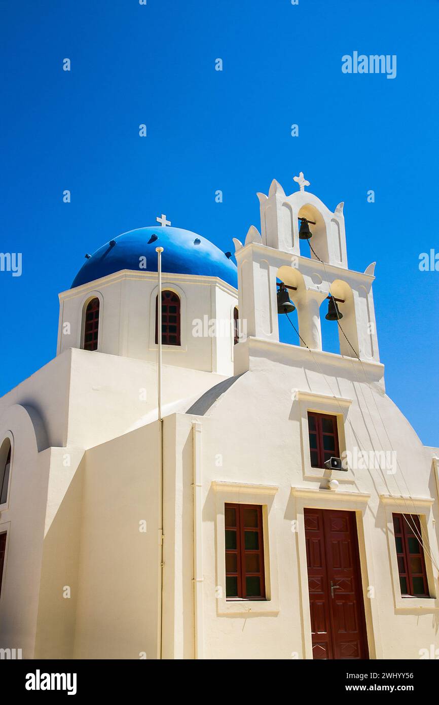 Blue Church Cupola in Santorini, Greece Stock Photo - Alamy