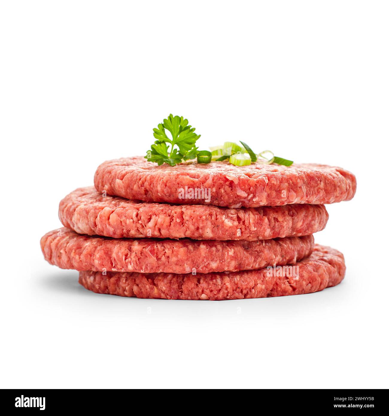 Four fresh hamburger slices, isolated Stock Photo - Alamy