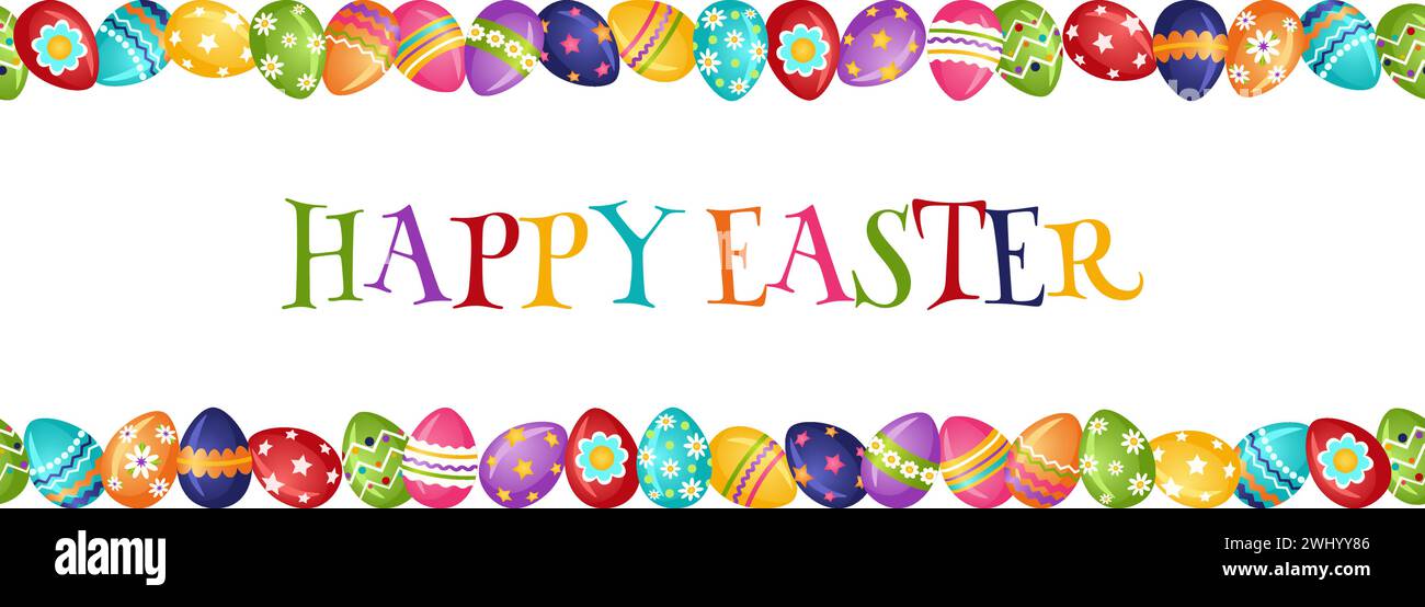 Happy Easter horizontal poster. Trendy Easter design with Easter ...