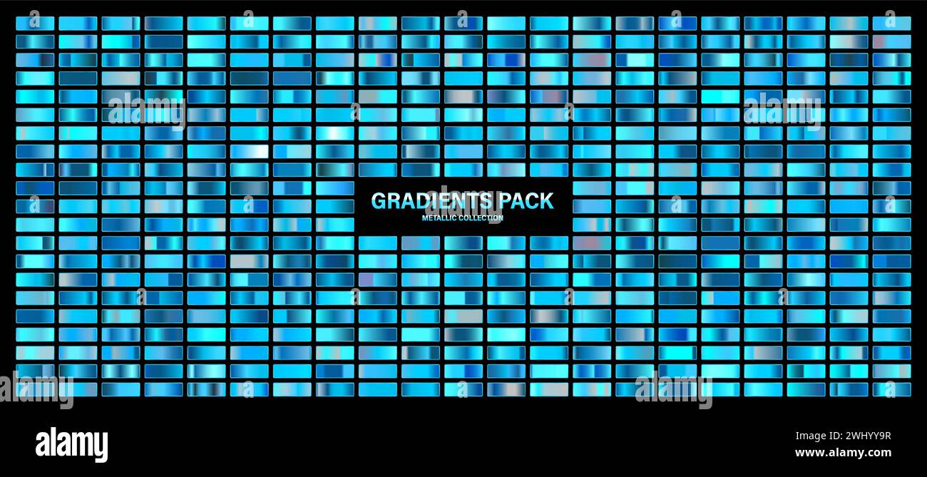 Blue, azure glossy gradient, metal foil texture. Color swatch set ...