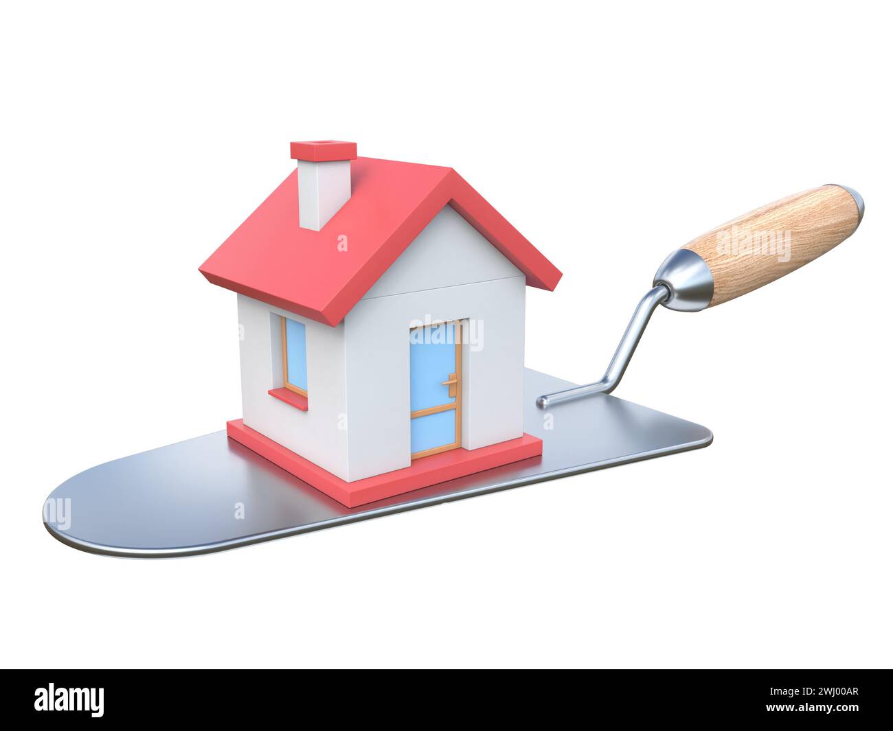 House model on trowel 3D Stock Photo - Alamy