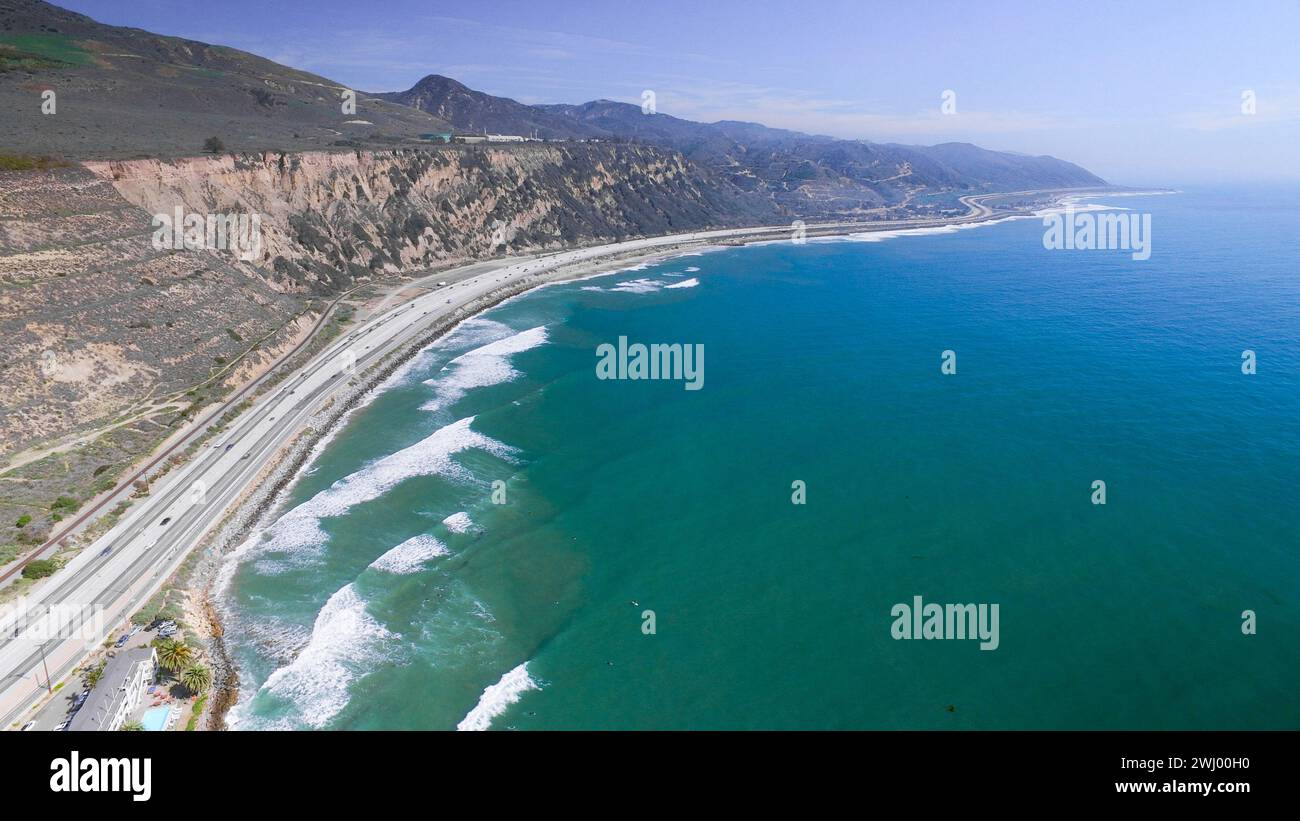 Aerial Photo, Mussel Shoals Beach, Long Pier, HWY 101 CA, Ventura Coast ...